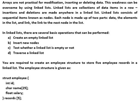 Solved Arrays Are Not Practical For Modification Inserting