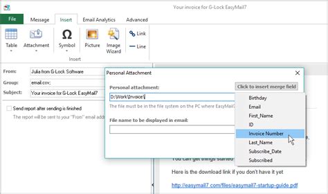 Send Personal Attachments To Your Subscribers G Lock Easymail