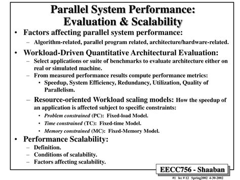 ppt parallel system performance evaluation and scalability powerpoint presentation id 646304