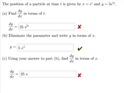 solved the position of a particle at time t is given by x et
