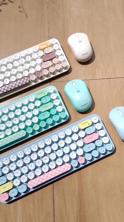Keyboard Mouse Set Combo Wireless Aesthetic Tanpa Kabel Kantor Office Laptop Komputer Robot