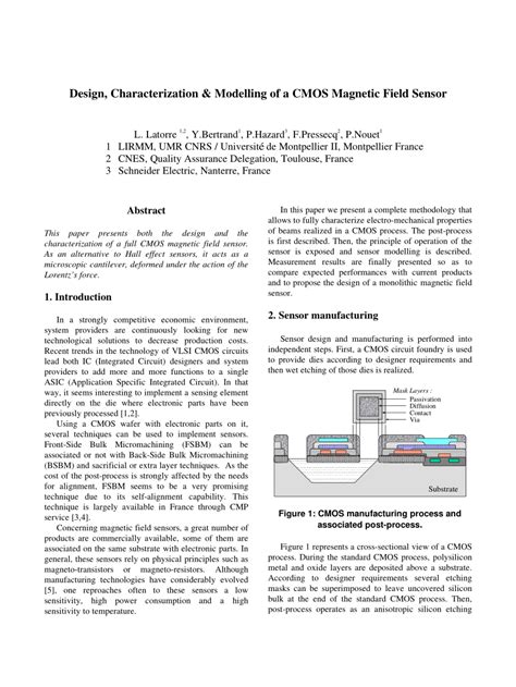 Pdf Design Characterization And Modelling Of A Cmos Magnetic Field Sensor