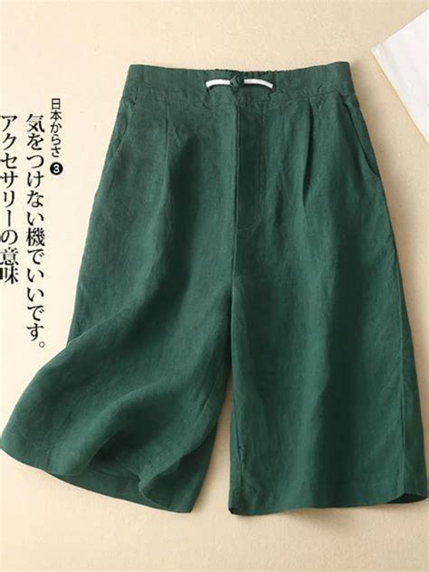 코튼 린넨 녹색 여성 여름 반바지 높은 허리 느슨한 캐주얼 반바지 여름 새로운 2023 리넨 탄성 허리 짧은 넓은 다리 바지 여름 신상 Aliexpress