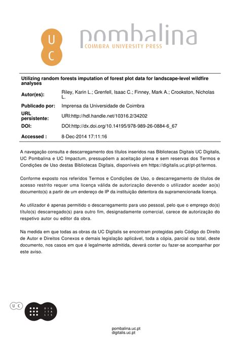 Pdf Utilizing Random Forests Imputation Of Forest Plot Data For Landscape Level Wildfire Analyses