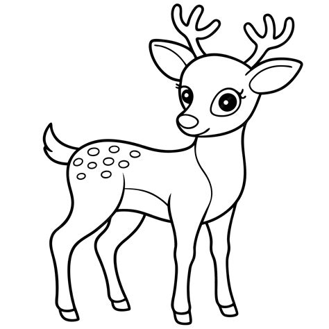 Coloring Page Outline Of Cute Deer Adorable And Fun Animal Illustration
