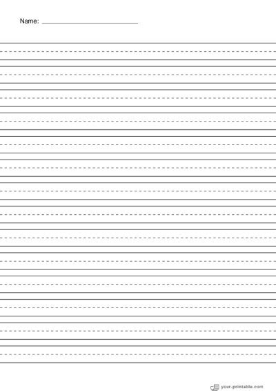 Free Printable Lined Paper For Kindergarten Your