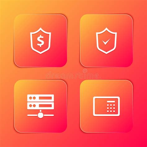 Set Shield With Dollar Check Mark Server Data Web Hosting And Safe