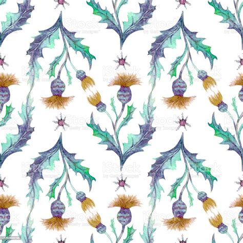 야생화와 흰색 배경에 잎과 원활한 패턴 벽지 또는 직물에 대한 꽃 패턴 수채화 일러스트레이션 곤색에 대한 스톡 벡터 아트 및