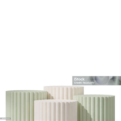 3d 렌더링 이미지 베이지 색 실린더 연단의 투명 배경 사각형 세이지 그린 실린더 3차원 형태에 대한 스톡 사진 및 기타 이미지