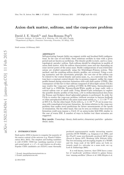 Pdf Axion Dark Matter Solitons And The Cusp Core Problem