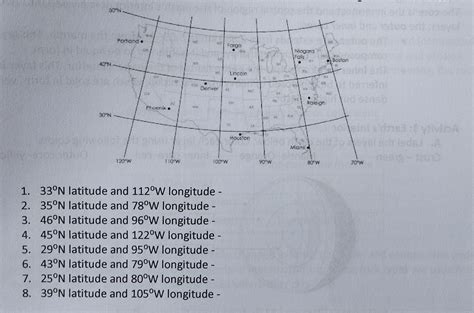 Activity 2 Latitude And Longitude Write The Name Of The City And State Found At The Given