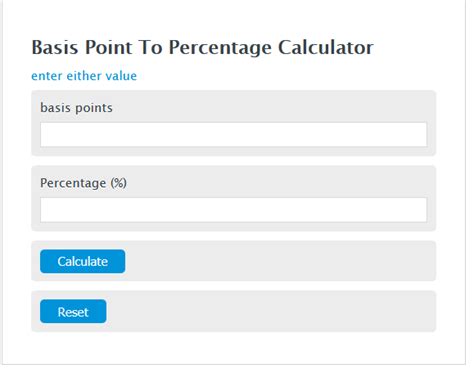 Basis Point To Percentage Calculator Calculator Academy