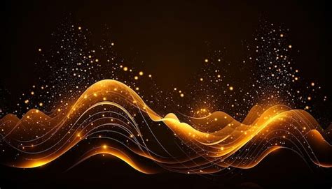 Premium Photo Abstract Gold Color Digital Particles Wave