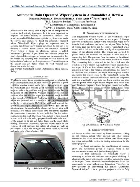 Automatic Rain Operated Wiper System In Automobile A Review Pdf Automation Sensor