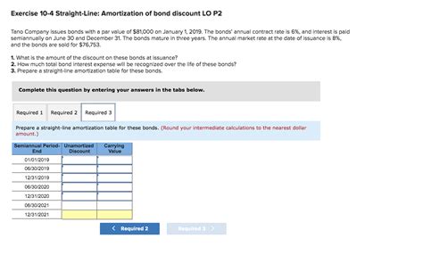 Solved Exercise 10 4 Straight Line Amortization Of Bond