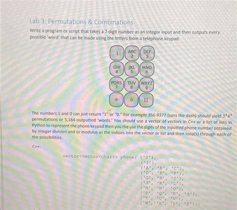 Solved Lab 3 Permutations And Combinations Write A Program Or