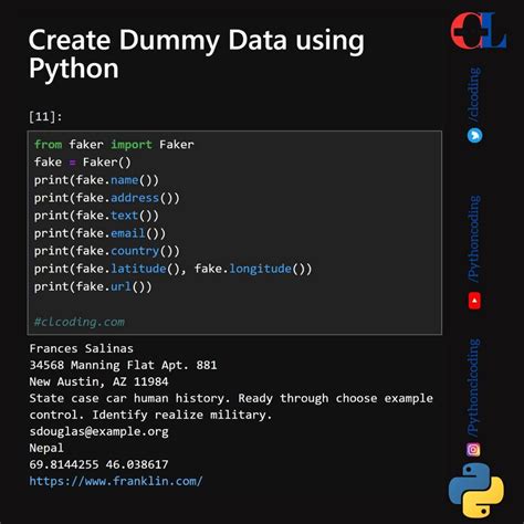 Python Coding On Instagram Create Dummy Data Using Python Python Programming Computer