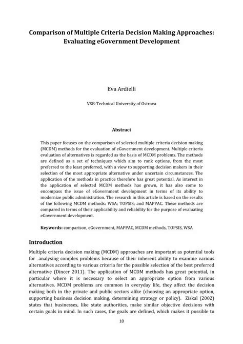 Pdf Comparison Of Multiple Criteria Decision Making Approaches