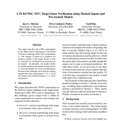 Ctlrwic Tsv Target Sense Verification Using Marked Inputs Andpre Trained Models Acl Anthology