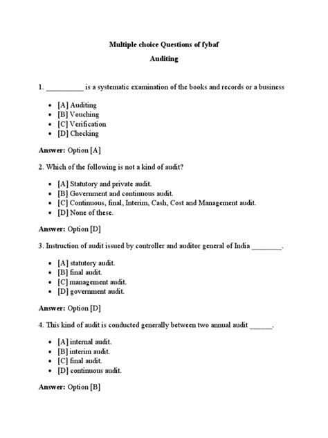 Sybms And Fybaf Auditing Pdf Financial Audit Audit
