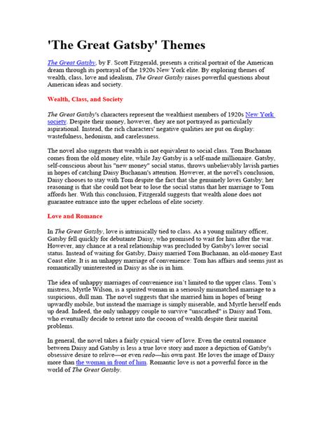 The Great Gatsby Themes Download Free Pdf The Great Gatsby