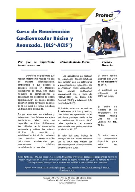 Protect Training Nuevo Curso BLS ACLS Noviembre 26 Y 27 Protect Training