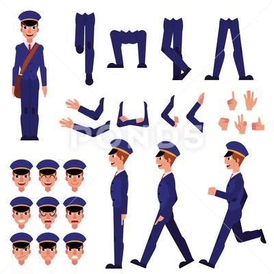 Vector Postman Creation Animation Set Stock Illustration AD Creation Postman Vector Animation