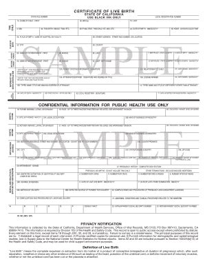 California Certificate Of Live Birth Blank Fillable Template Fill