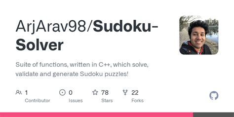 Github Arjarav Sudoku Solver Suite Of Functions Written In C Which Solve Validate And