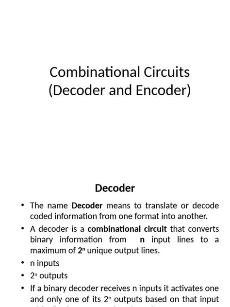 5 Combinational Circuitsencoder N Decoder Pdf Electronic Design