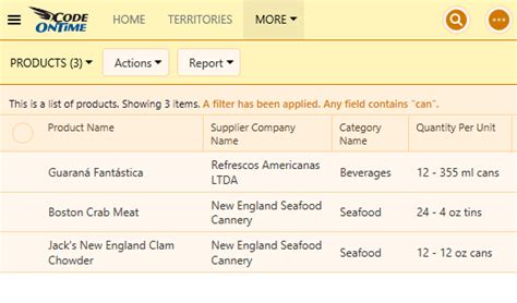 Code On Time Data Controllers Data Fields Search Options Disabling Quick Find