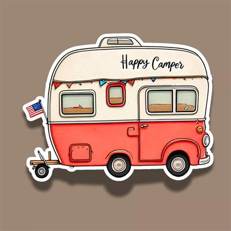 Kira Happy Camper American Camping Nature American Vinyl Sticker