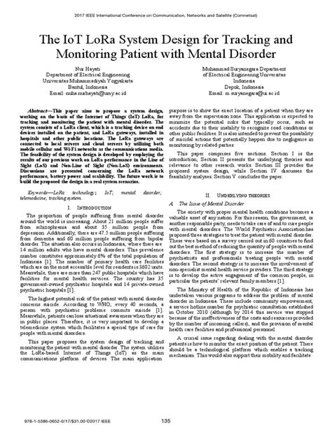 The Iot Lora System Design For Tracking And Monitoring Patient With Mental Disorder Pdf