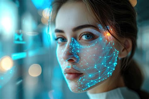 Premium Photo Face Recognition Biometric Verification For The Safety