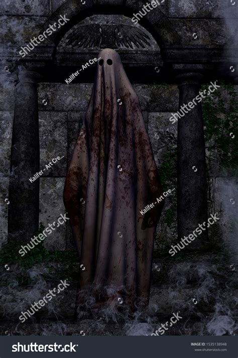 Portrait Scary Sheet Ghost Full Dirty Stock Illustration 1535138948 Shutterstock