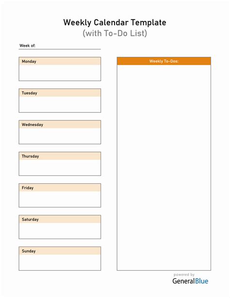 Weekly Calendar Templates