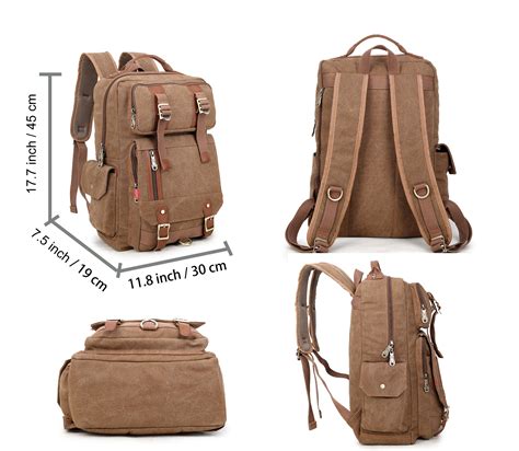 Vintage Canvas Backpack Rucksack In Brown Crest Design Store