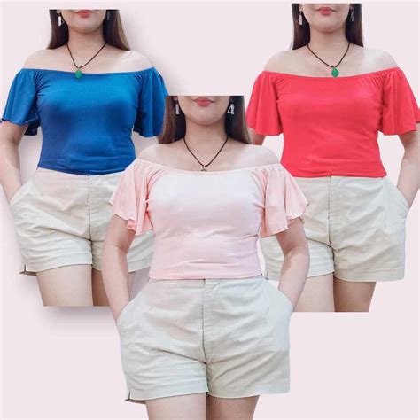 Jana Butterfly Offshoulder Crop Top Shopee Philippines