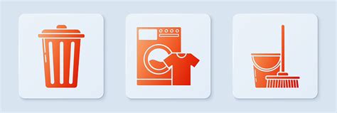 세트 와셔와 티셔츠 휴지통 캔과 걸레와 양동이 흰색 정사각형 버튼 벡터 T 셔츠에 대한 스톡 벡터 아트 및 기타 이미지 T 셔츠 가사 집안일 가정 생활 Istock