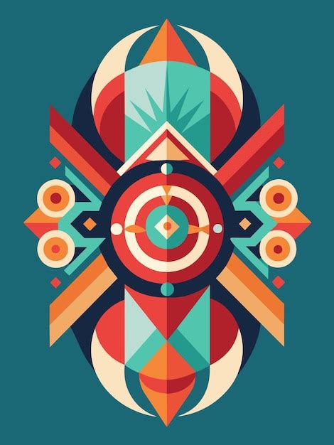 Abstract Geometric Design With Interlocking Shapes And Vibrant Colors Premium Ai Generated Vector