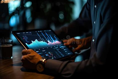 Businessman Analyzing A Dynamic Graph Photo Realistic Illustration