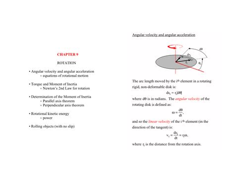 Chapter 9 Rotation • Angular Velocity And Angular Acceleration