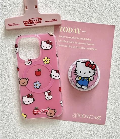 러블리 핑크 베어 헬로냥이 맥세이프 그립톡 케이스 러블리 아이폰 케이스 에이블리