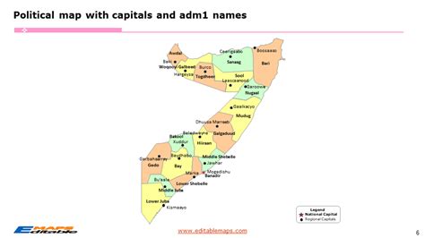 Somalia Map With 18 Regions And 74 Districts Editable Powerpoint Maps