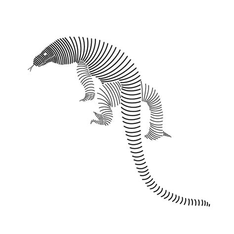 Premium Vector Simple Line Art Illustration Of A Komodo Dragon 3