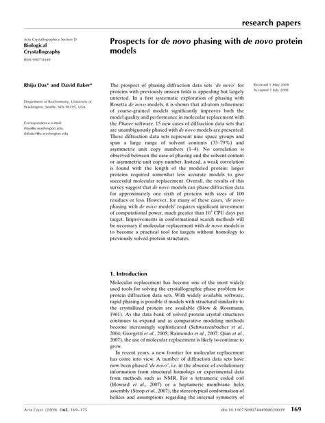 Pdf Prospects For De Novo Phasing With De Novo Protein Models