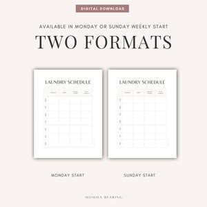 Laundry Schedule Printable Editable Weekly Laundry Routine Washing