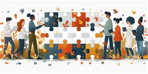 Group Of Business People Assembling Jigsaw Puzzle And Represent Team Support And Help Concept