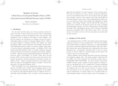 Pdf Metaphor In Gesture A Brief Survey In Conceptual Metaphor Theory Cmt And Systemic
