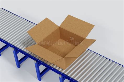 Cardboard Box Parcel On Conveyor Belt Production Ling Automated
